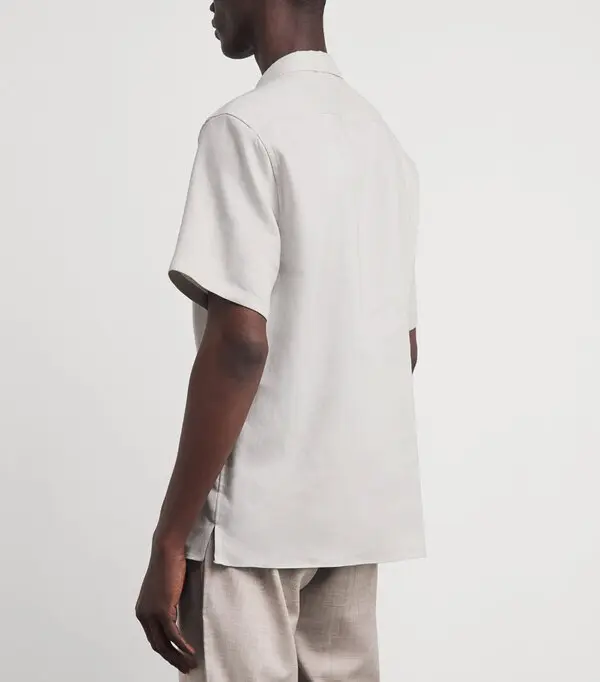 Corneliani Linen-wool Short-sleeve Shirt