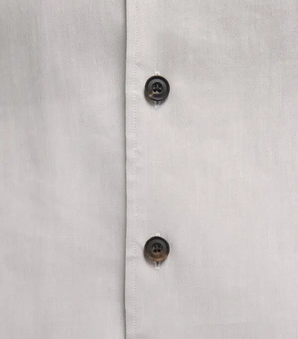 Corneliani Linen-wool Short-sleeve Shirt