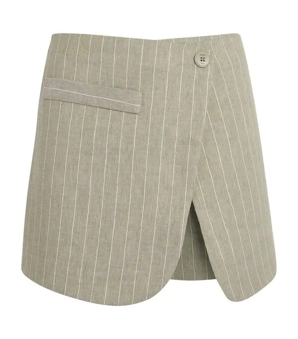 Maje Linen-cotton Blend Stripe Skort