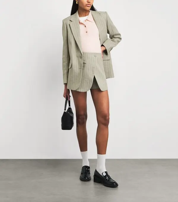 Maje Linen-cotton Blend Stripe Skort