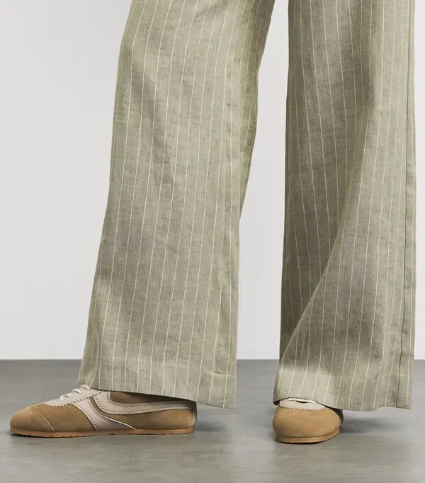 Maje Linen-cotton Blend Pinstriped Trousers