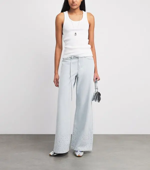 Maje Embellished Wide-leg Jeans