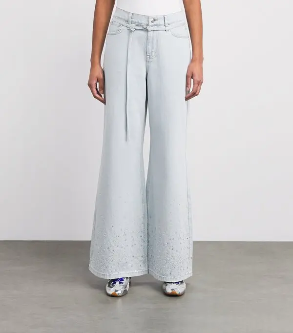 Maje Embellished Wide-leg Jeans