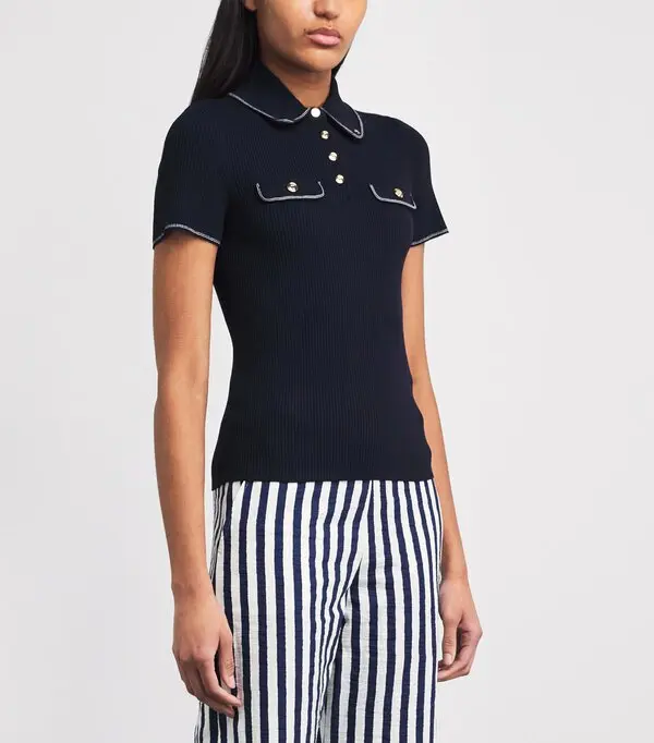 Maje Ribbed Polo Shirt