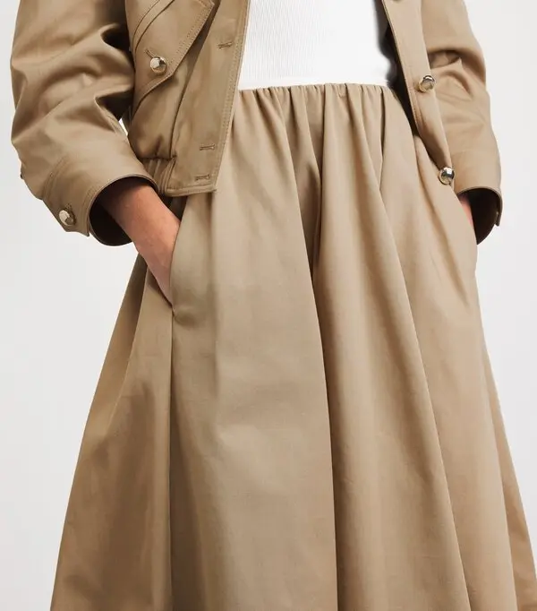 Maje Cotton Pleated Midi Skirt