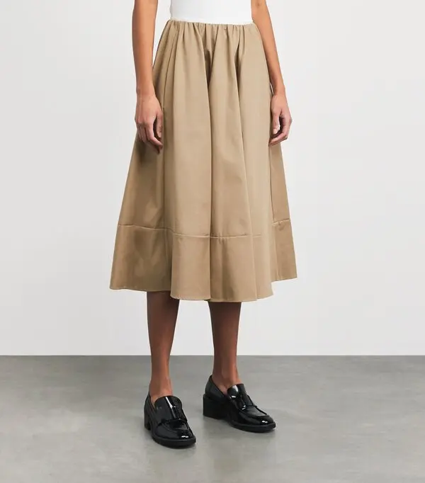 Maje Cotton Pleated Midi Skirt