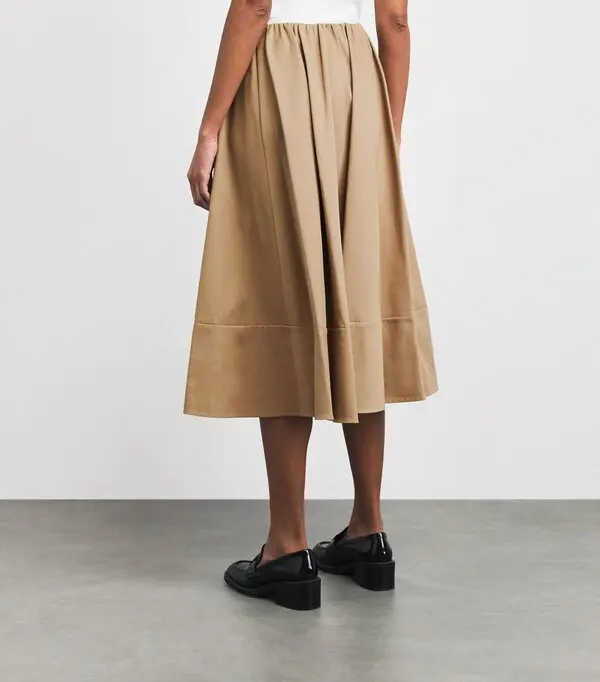 Maje Cotton Pleated Midi Skirt