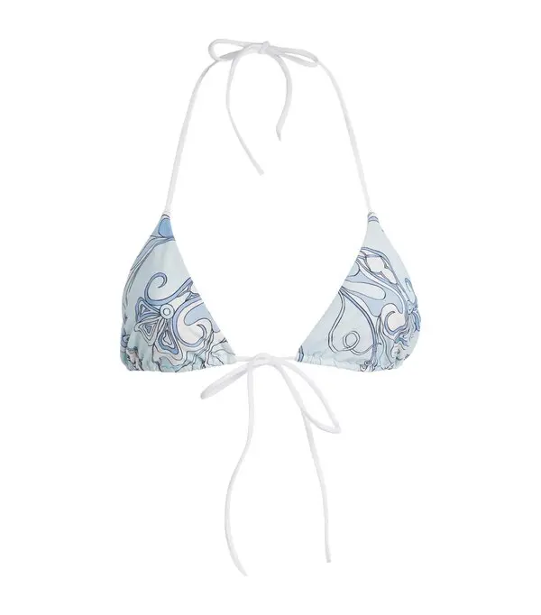 Emilio Pucci Orchidee Printed Triangle Bikini Top - Blue