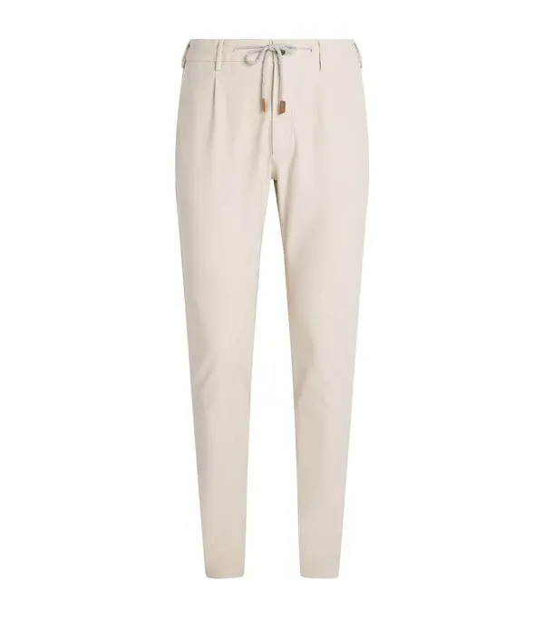 Eleventy Cotton-blend Drawstring Trousers - Beige