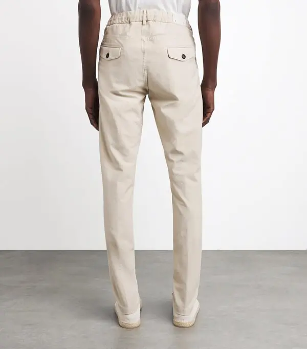 Eleventy Cotton-blend Drawstring Trousers - Beige