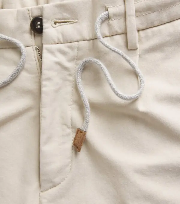 Eleventy Cotton-blend Drawstring Trousers - Beige