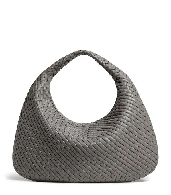 Bottega Veneta Maxi Intrecciato Leather Veneta Shoulder Bag - Grey