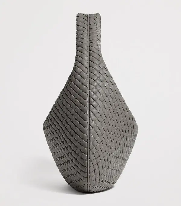 Bottega Veneta Maxi Intrecciato Leather Veneta Shoulder Bag - Grey