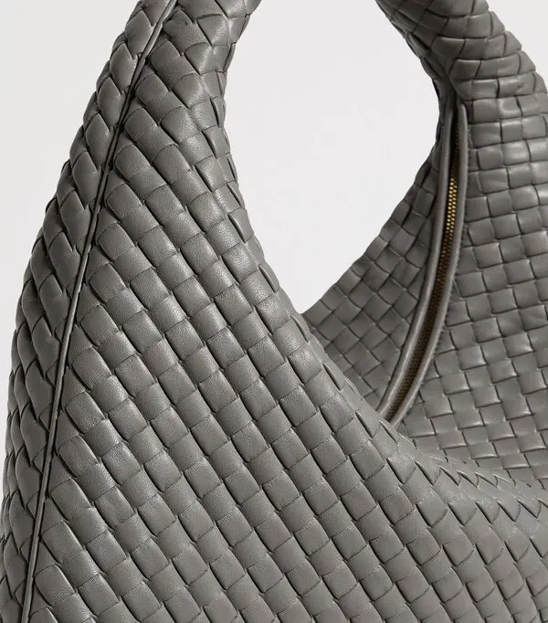 Bottega Veneta Maxi Intrecciato Leather Veneta Shoulder Bag - Grey