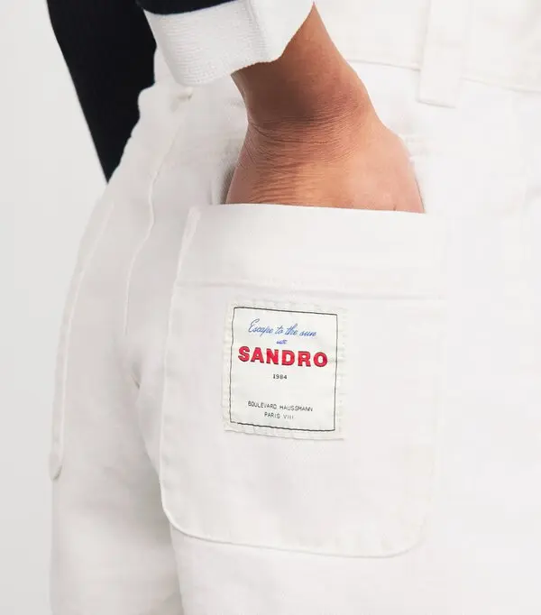 Sandro Denim High-waisted Shorts - Beige