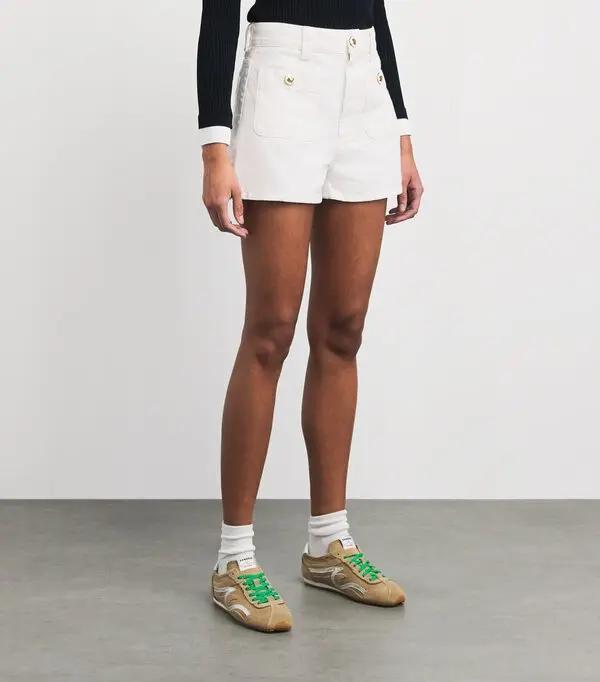 Sandro Denim High-waisted Shorts - Beige