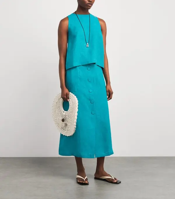 ERES Linen Amusante Midi Skirt - Blue