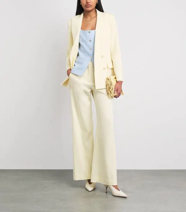 Maje Tailored Wide-leg Trousers - Yellow