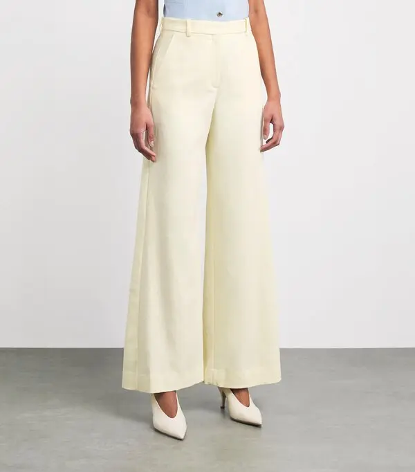 Maje Tailored Wide-leg Trousers - Yellow