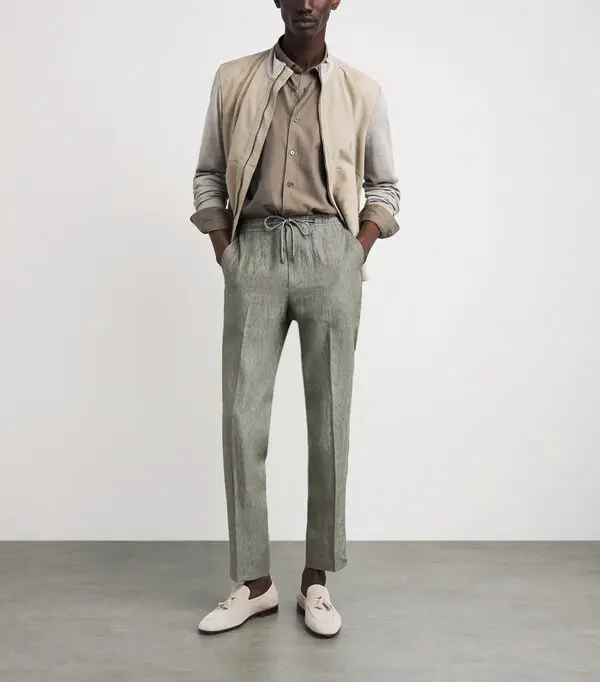 Corneliani Linen Drawstring Trousers - Green