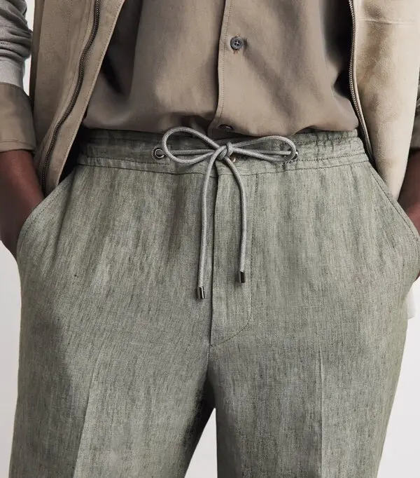 Corneliani Linen Drawstring Trousers - Green