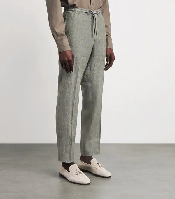 Corneliani Linen Drawstring Trousers - Green