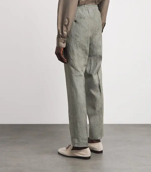 Corneliani Linen Drawstring Trousers - Green
