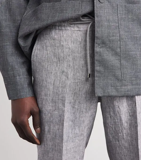 Corneliani Linen Drawstring Trousers - Grey