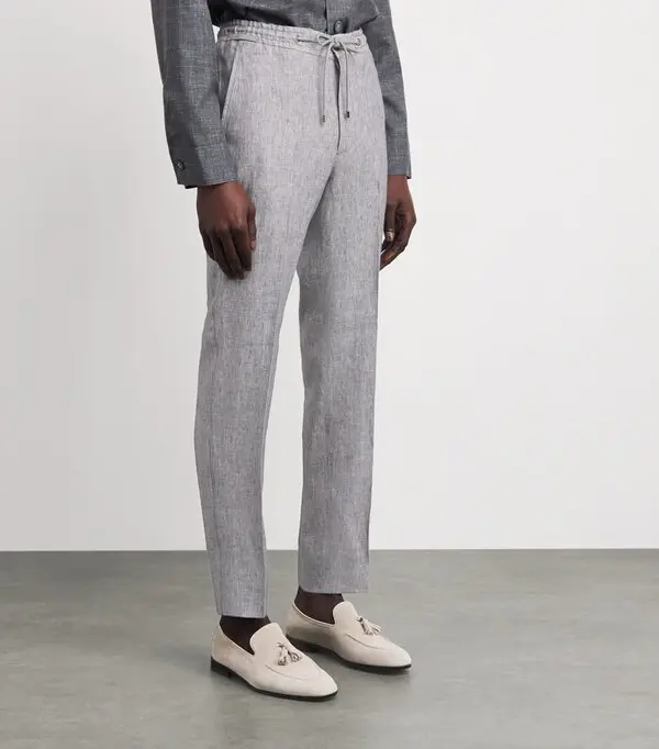 Corneliani Linen Drawstring Trousers - Grey