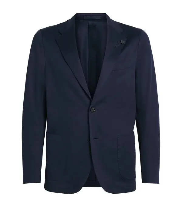 LARDINI Cotton Single-breasted Blazer - Navy