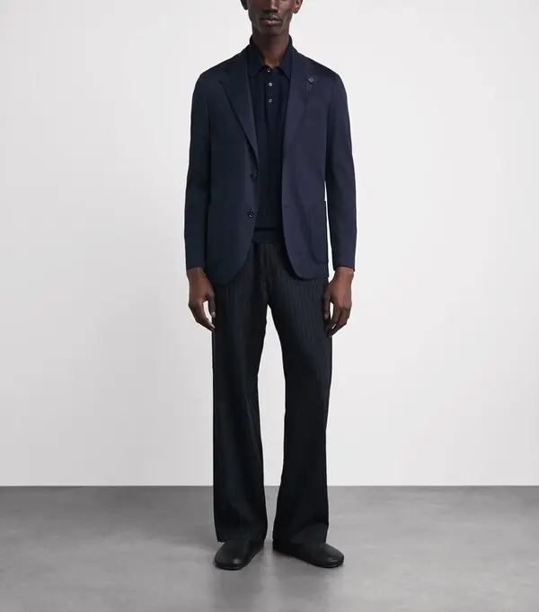 LARDINI Cotton Single-breasted Blazer - Navy