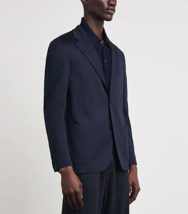 LARDINI Cotton Single-breasted Blazer - Navy
