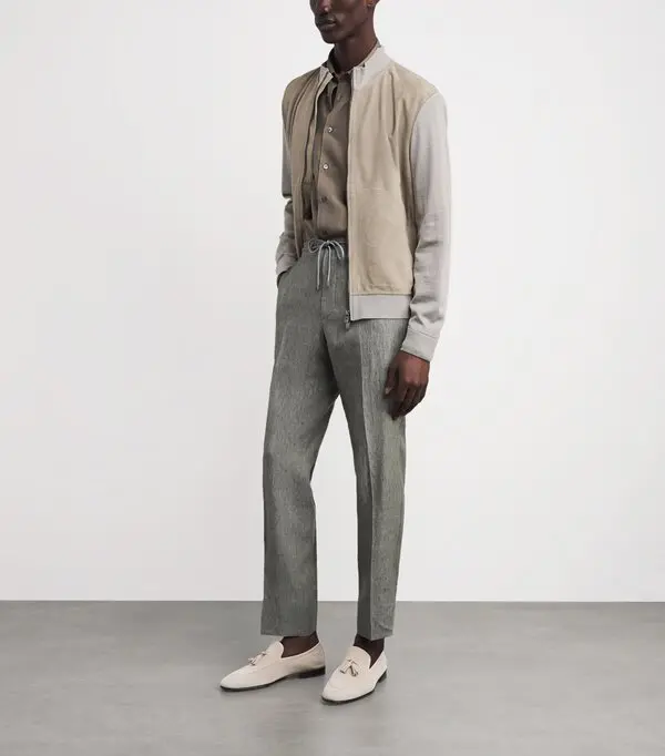 Corneliani Stretch-silk Suede-front Bomber Jacket