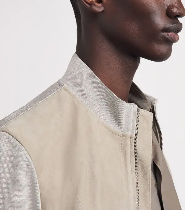 Corneliani Stretch-silk Suede-front Bomber Jacket
