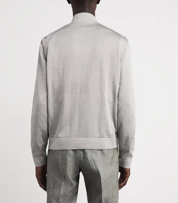 Corneliani Stretch-silk Suede-front Bomber Jacket