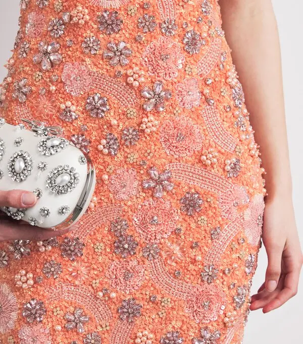 Rachel Gilbert Embellished Francesca Flower Midi Dress - Pink