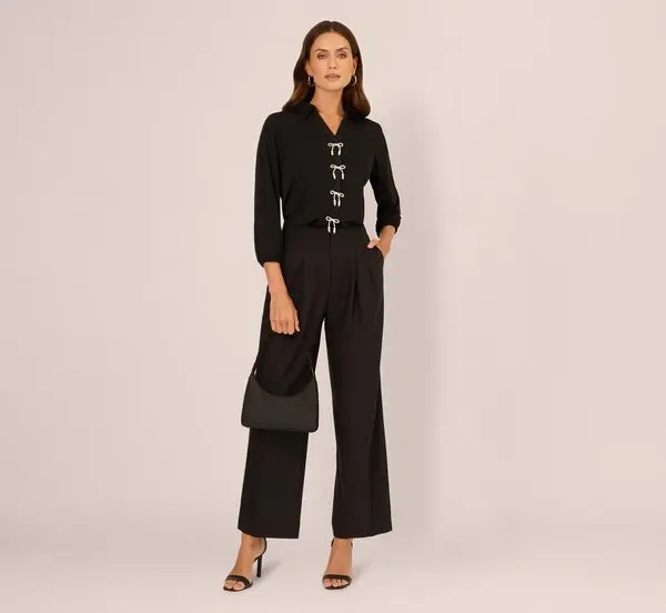 Adrianna Papell Wide Leg Pleated Trousers