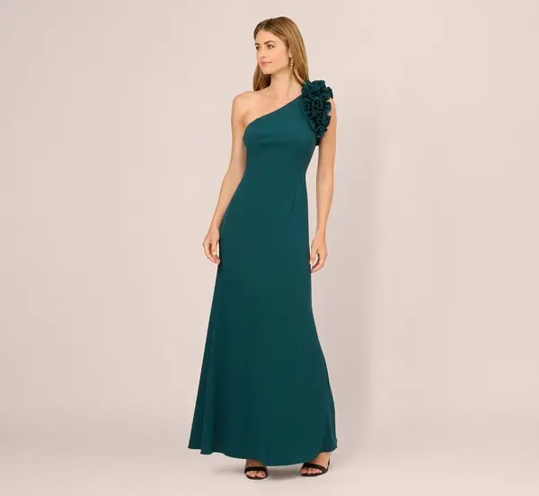Adrianna Papell One-shoulder Ruffle Mermaid Gown