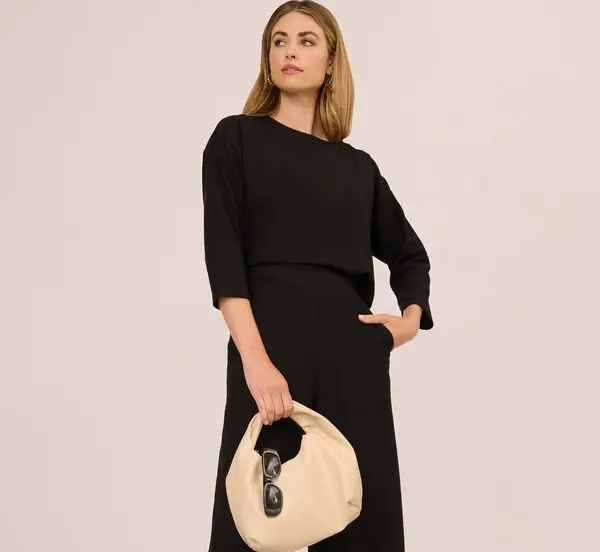 Adrianna Papell Three Quarter Sleeve Rib Knit Top