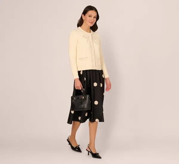 Adrianna Papell Pearly Bow Cardigan Sweater