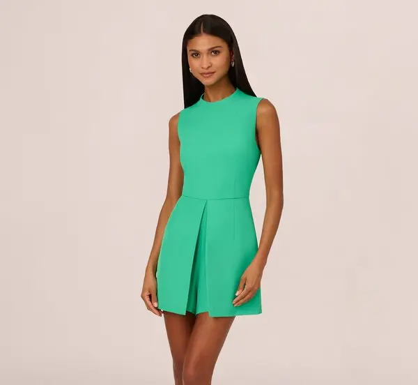 Adrianna Papell Sleeveless Peplum Romper - Flora Green