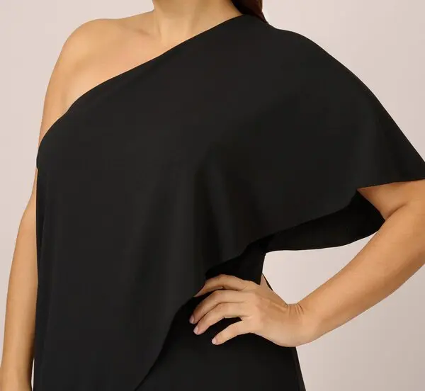 Adrianna Papell Flutter One Shoulder Jumpsuit - Black