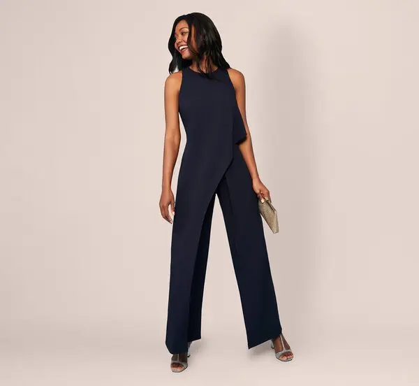 Adrianna Papell Sleeveless Asymmetrical Jumpsuit - Midnight