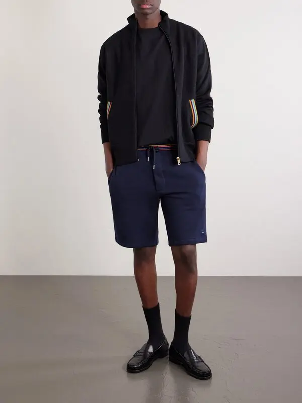 Paul Smith Straight-leg Striped Cotton-jersey Shorts - Blue