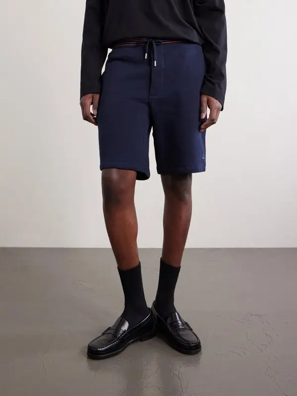 Paul Smith Straight-leg Striped Cotton-jersey Shorts - Blue