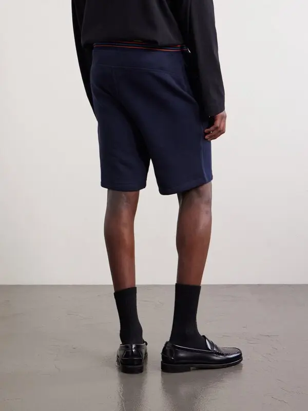 Paul Smith Straight-leg Striped Cotton-jersey Shorts - Blue