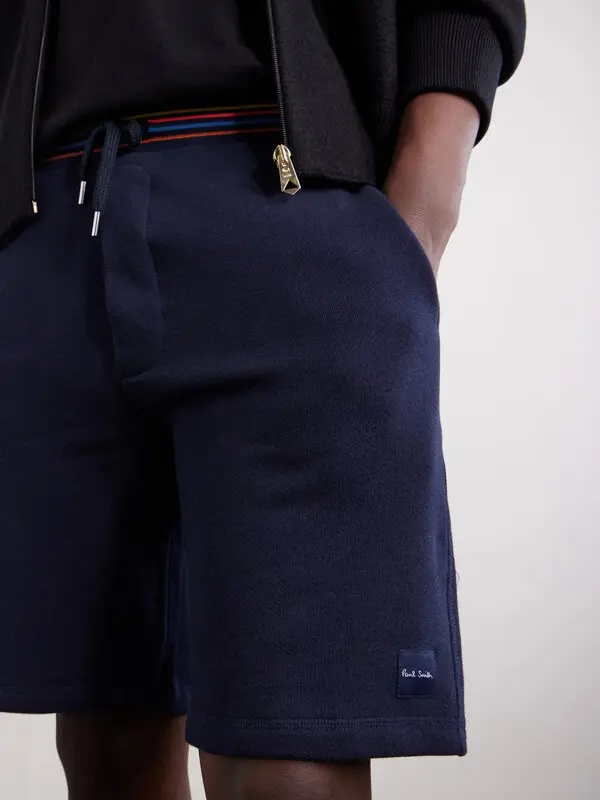 Paul Smith Straight-leg Striped Cotton-jersey Shorts - Blue