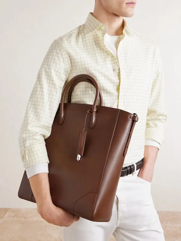 Dunhill Century 33 Patina-leather Tote Bag - Brown
