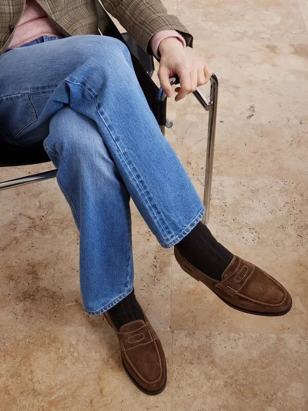 John Lobb Lopez Suede Penny Loafers - Brown