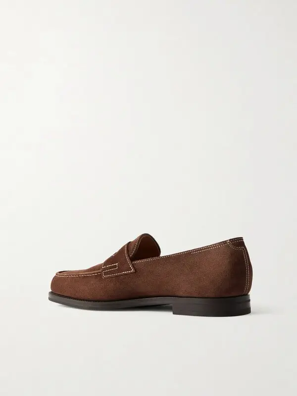 John Lobb Lopez Suede Penny Loafers - Brown